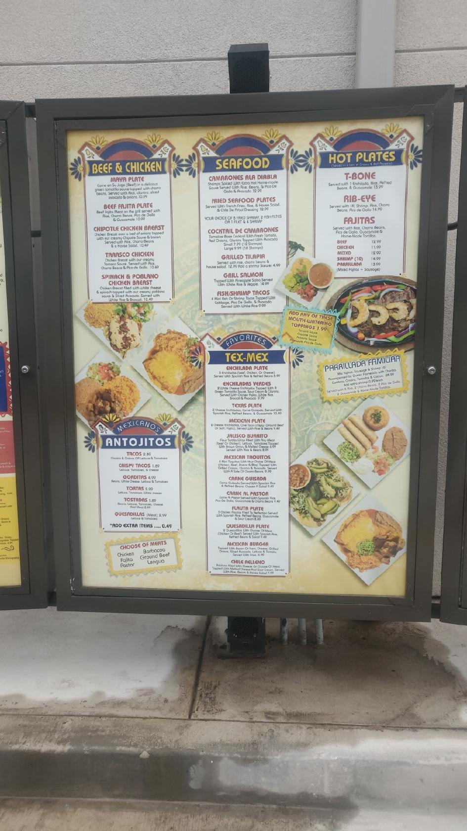 Menu at Sabor Maya Mexican Cuisine restaurant, Portland, 202 Lang Rd