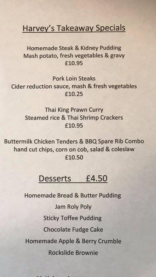Menu at The Harvey Arms pub & bar, Auckley