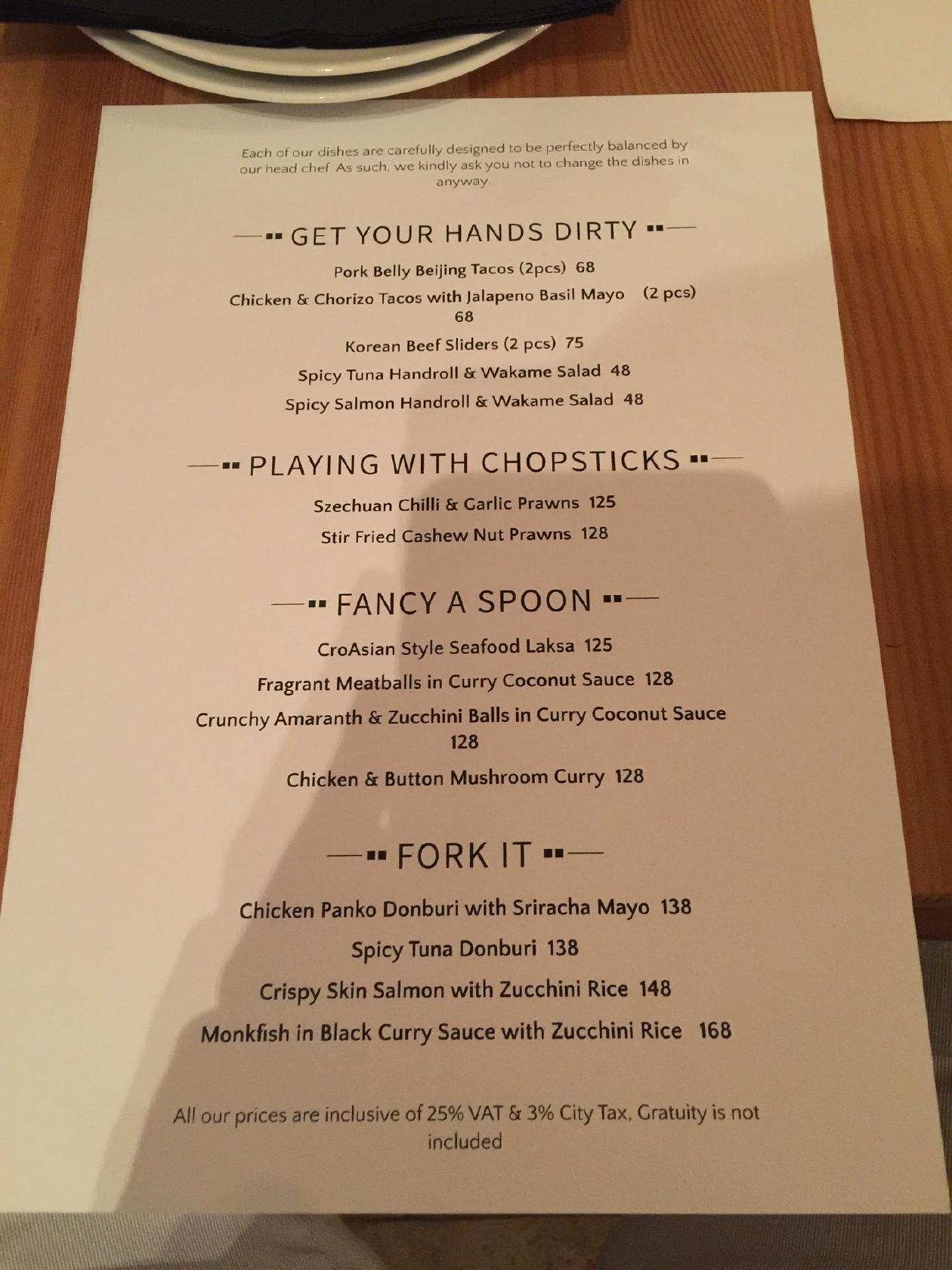 Menu da Azur ristorante, Ragusa
