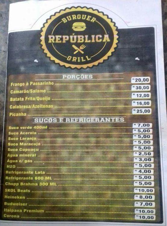 Menu em Burguer República Grill restaurante, Porto Velho