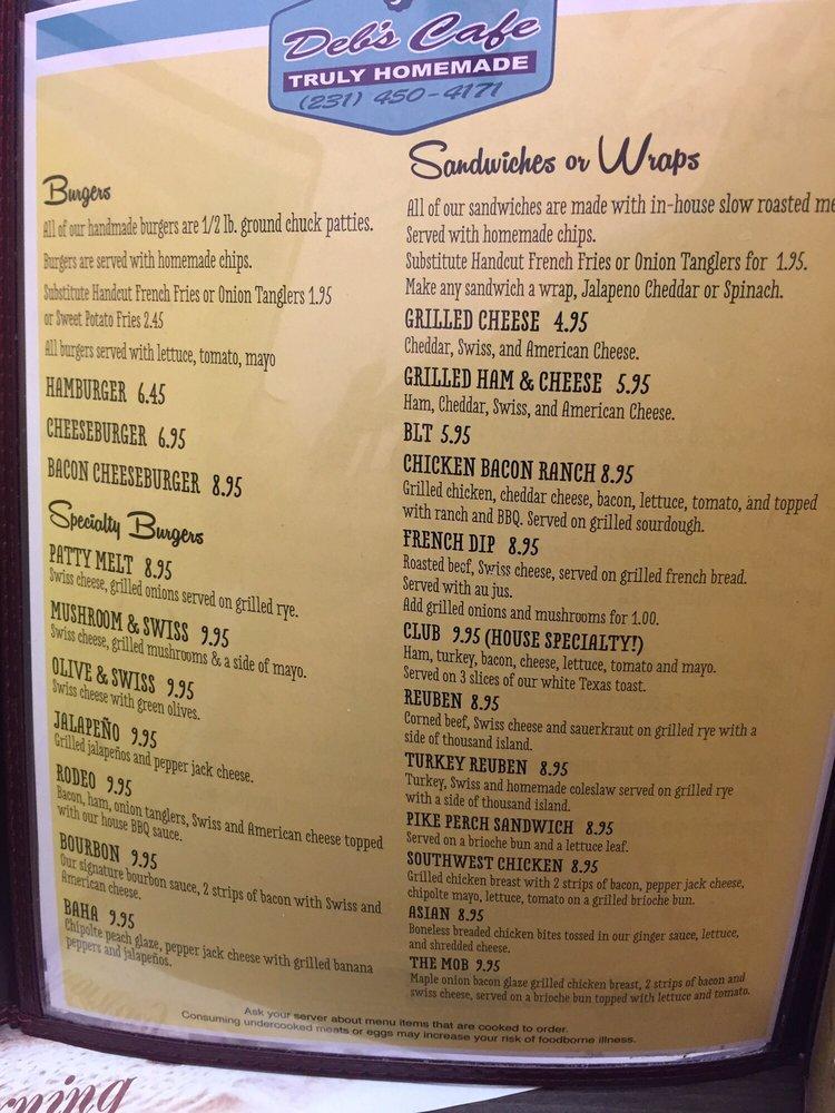 Menu at Deb's Cafe, Shelby