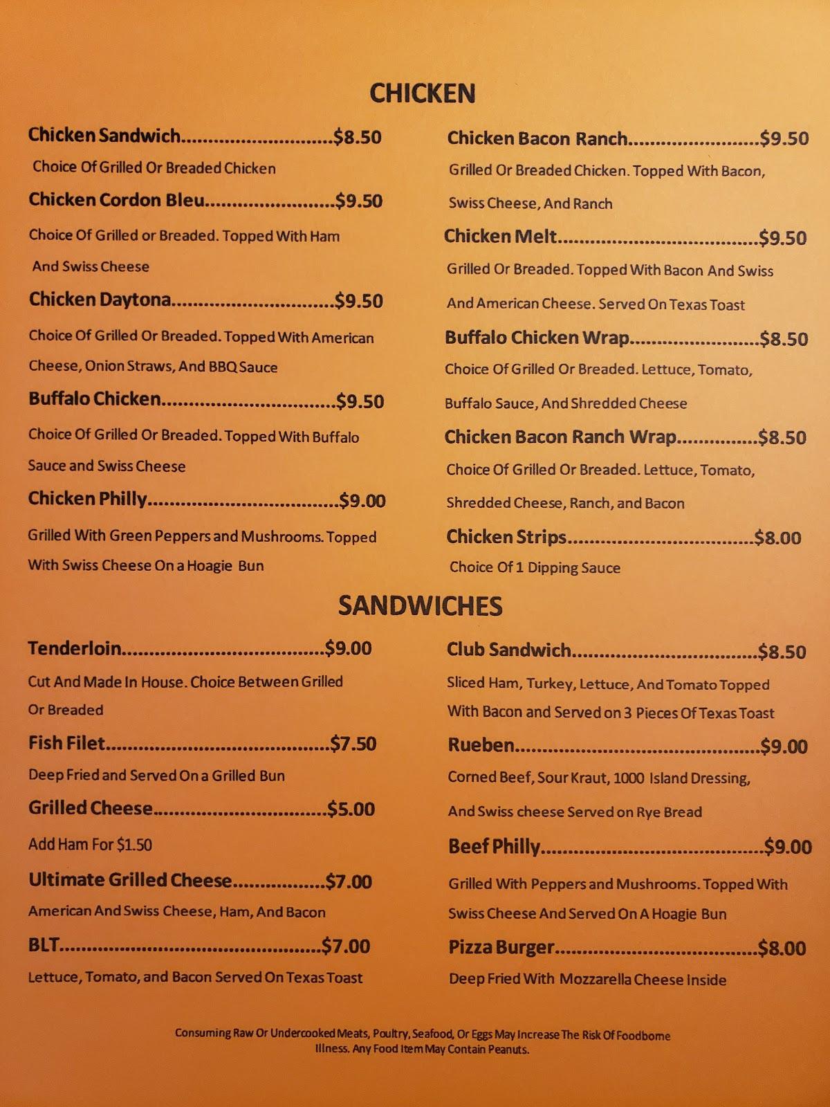 Menu at Fat Boy's Saloon pub & bar, Hazleton
