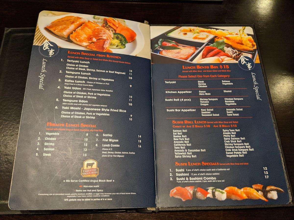 Menu at Kyushu Hibachi Steakhouse and Sushi, Fort Worth