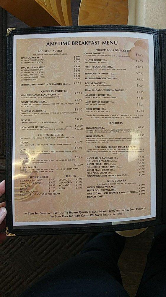 Menu at Prairie Cafe, Elmhurst