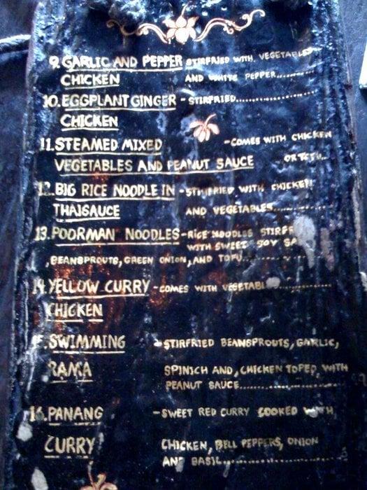 Menu at Thai Tom restaurant, Seattle