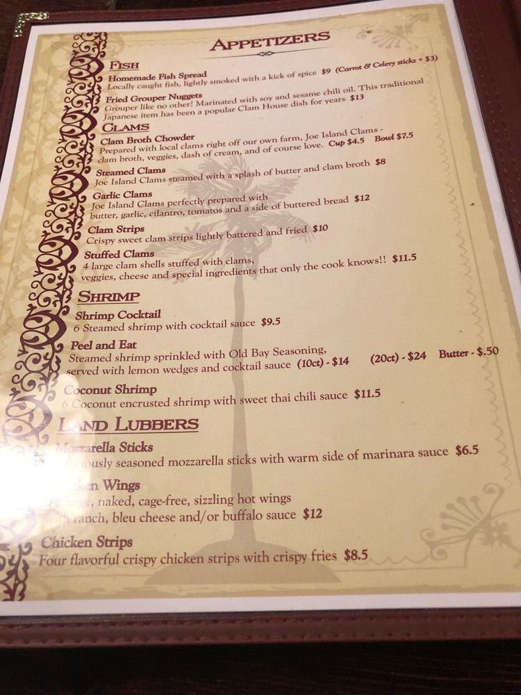 Menu at The Clam House Bar & Grill, Palmetto