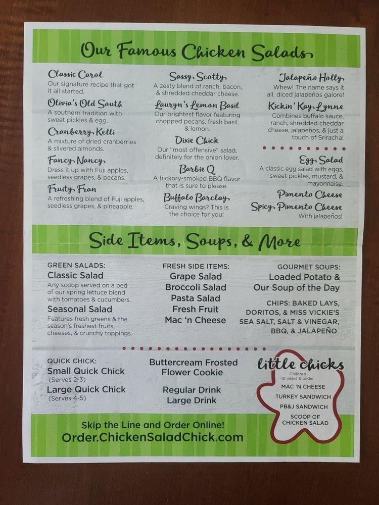 Menu at Chicken Salad Chick restaurant, Maryville, 726 Watkins Rd