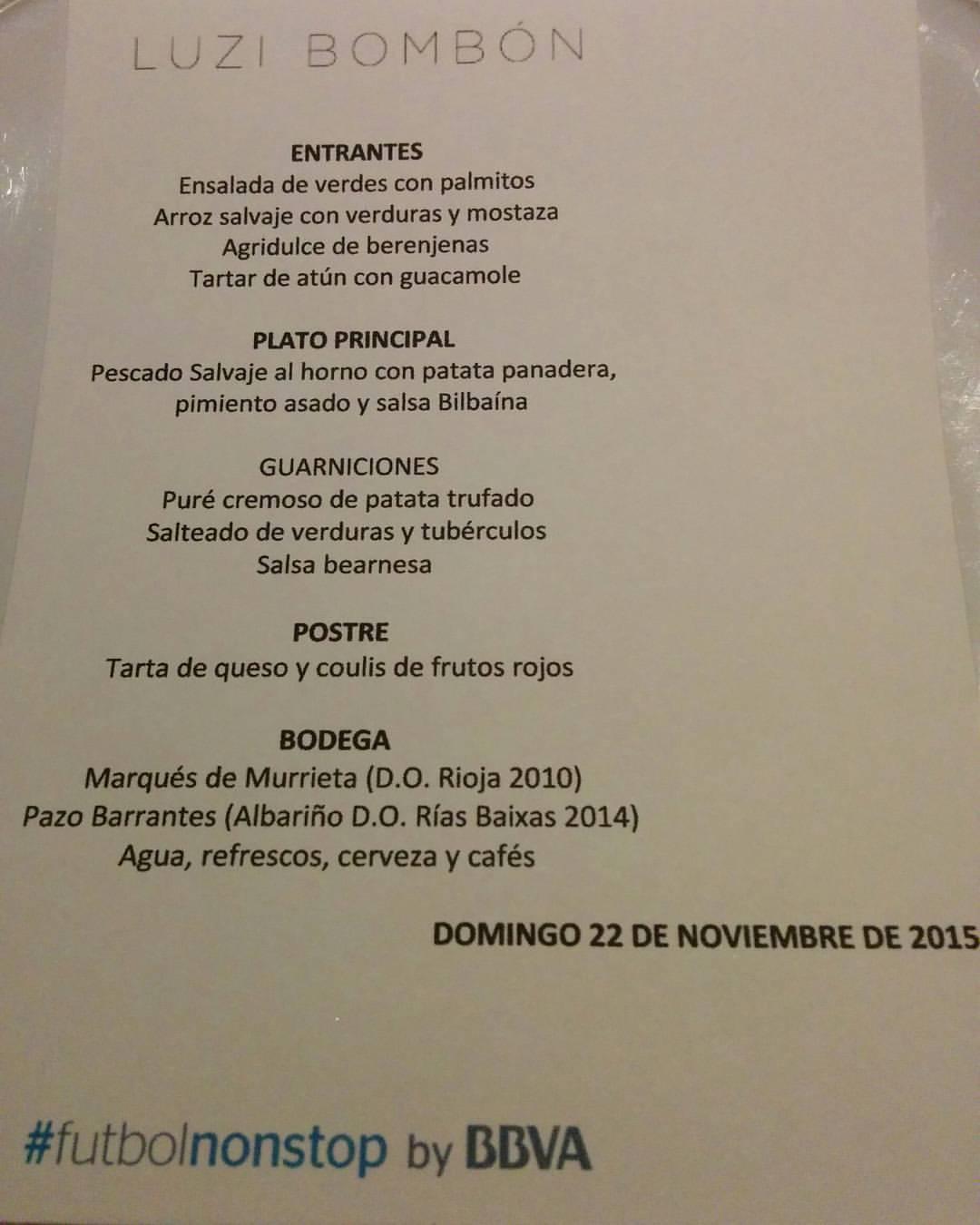 Carta del restaurante Luzi Bombón, Madrid, P.º del la Castellana