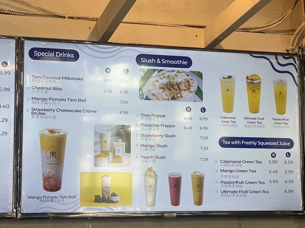 Menu at M Chá Bar, Mississauga