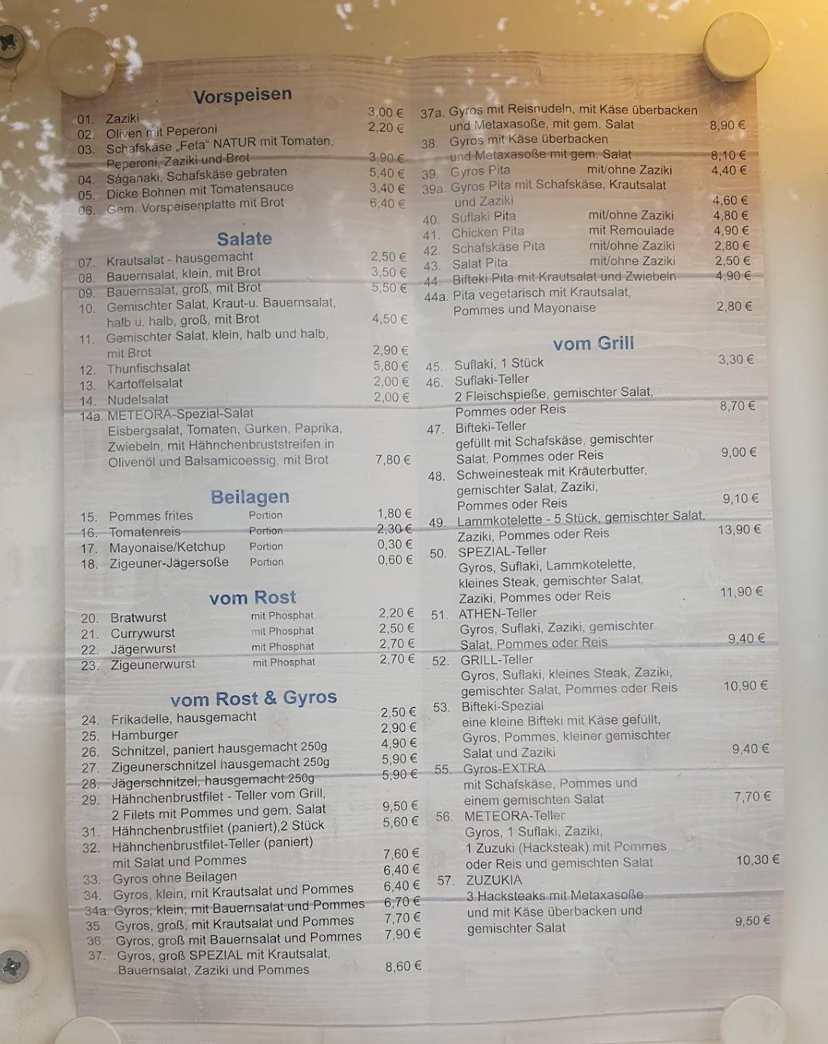 Speisekarte von Meteora restaurant, Bielefeld