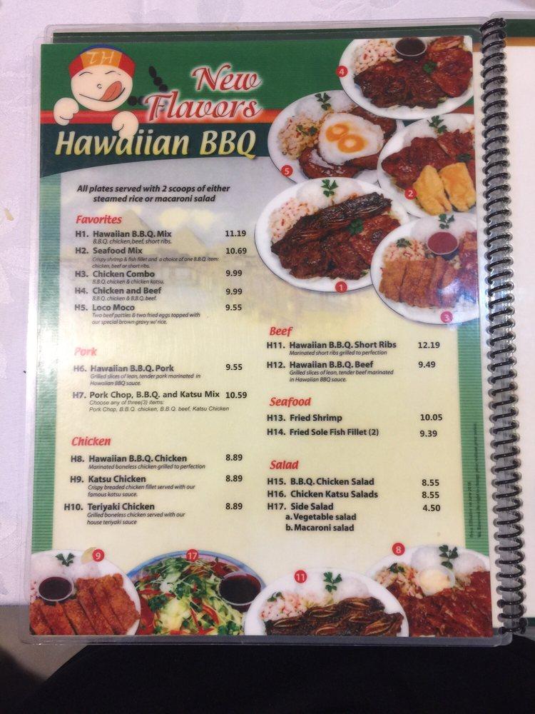 Menu at New Flavors restaurant, Los Angeles