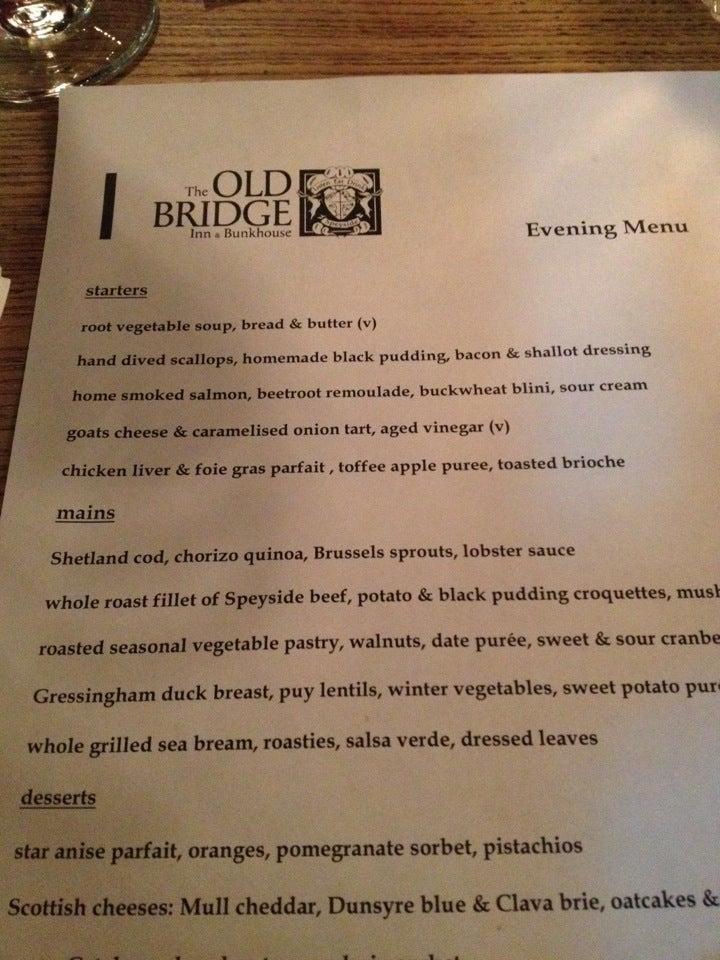 Menu at Old Bridge Inn pub & bar, Aviemore
