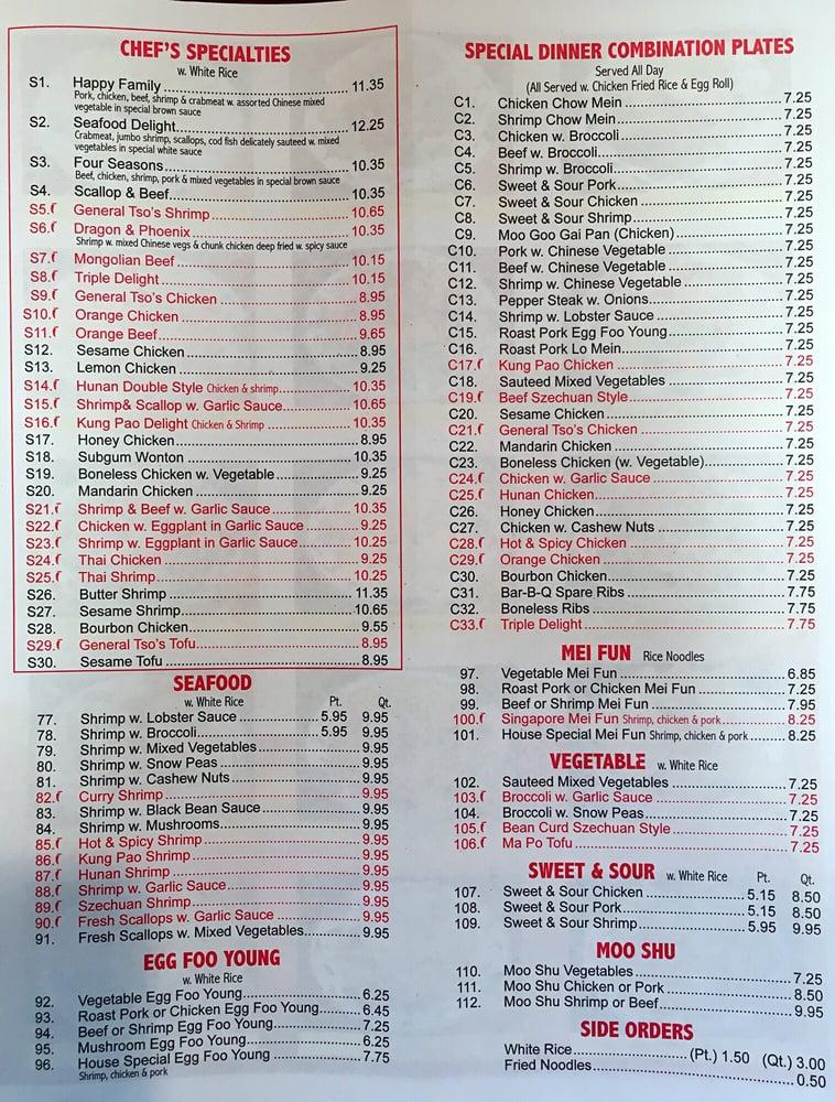 Carta de Red Apple Chinese Restaurant, Harahan, Jefferson Hwy #2