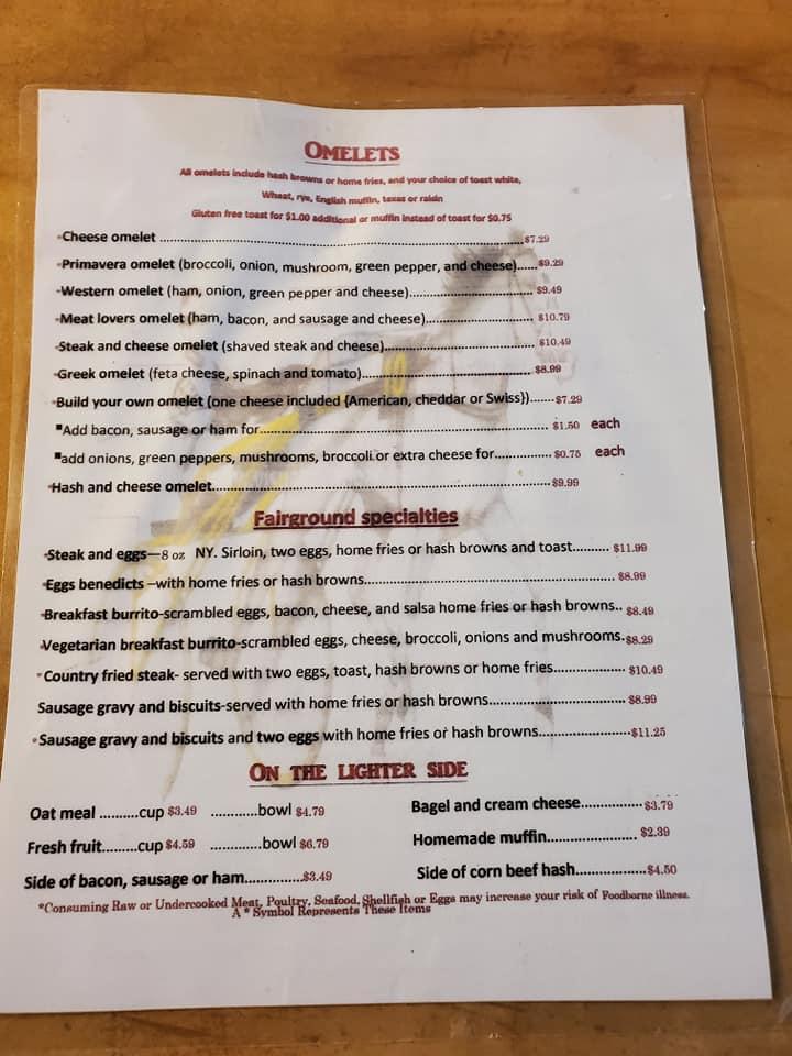Menu at Fairground Cafe, Topsham