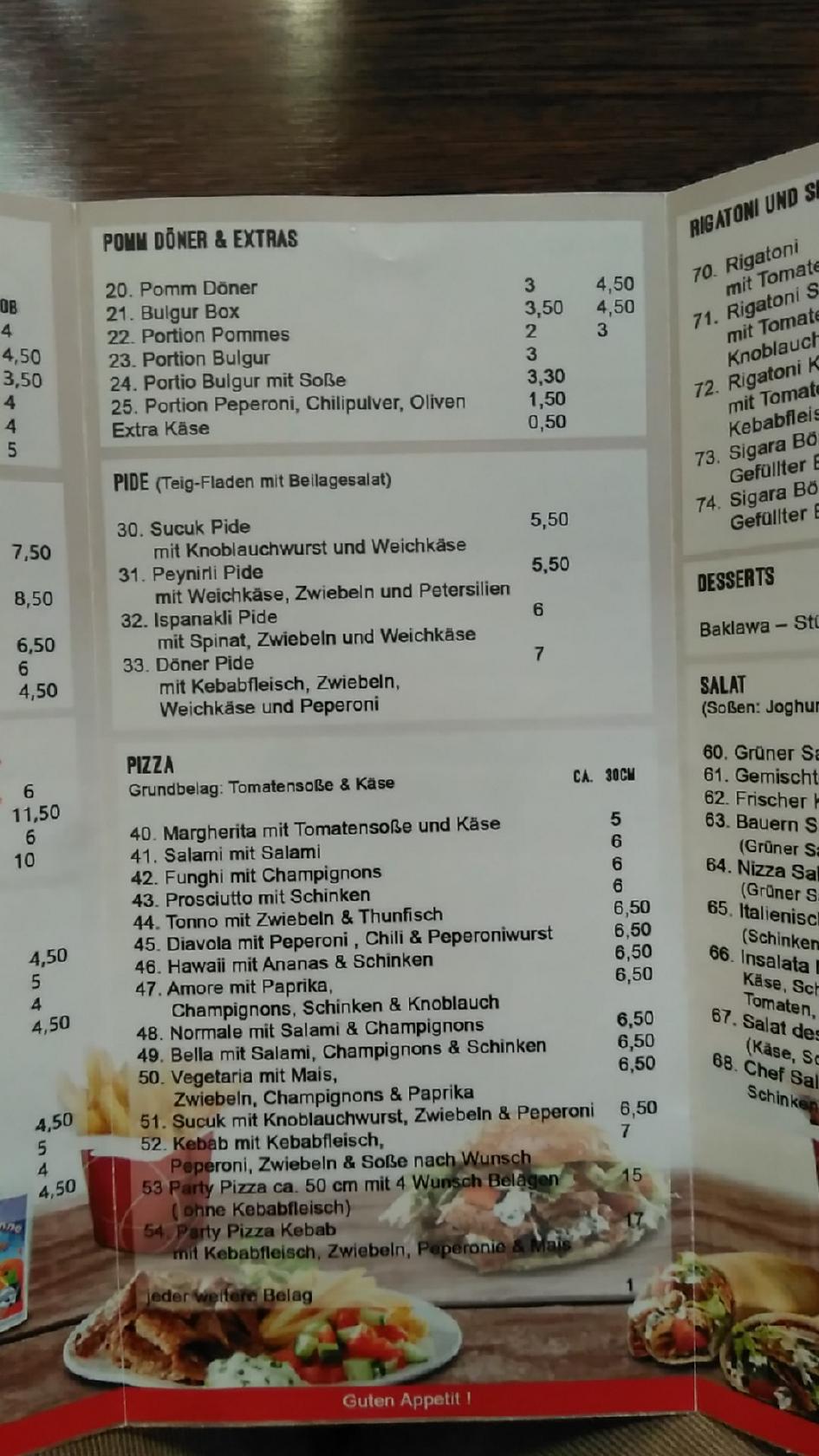 Speisekarte von Öz Gercek Kebabhaus restaurant, Saarbrücken