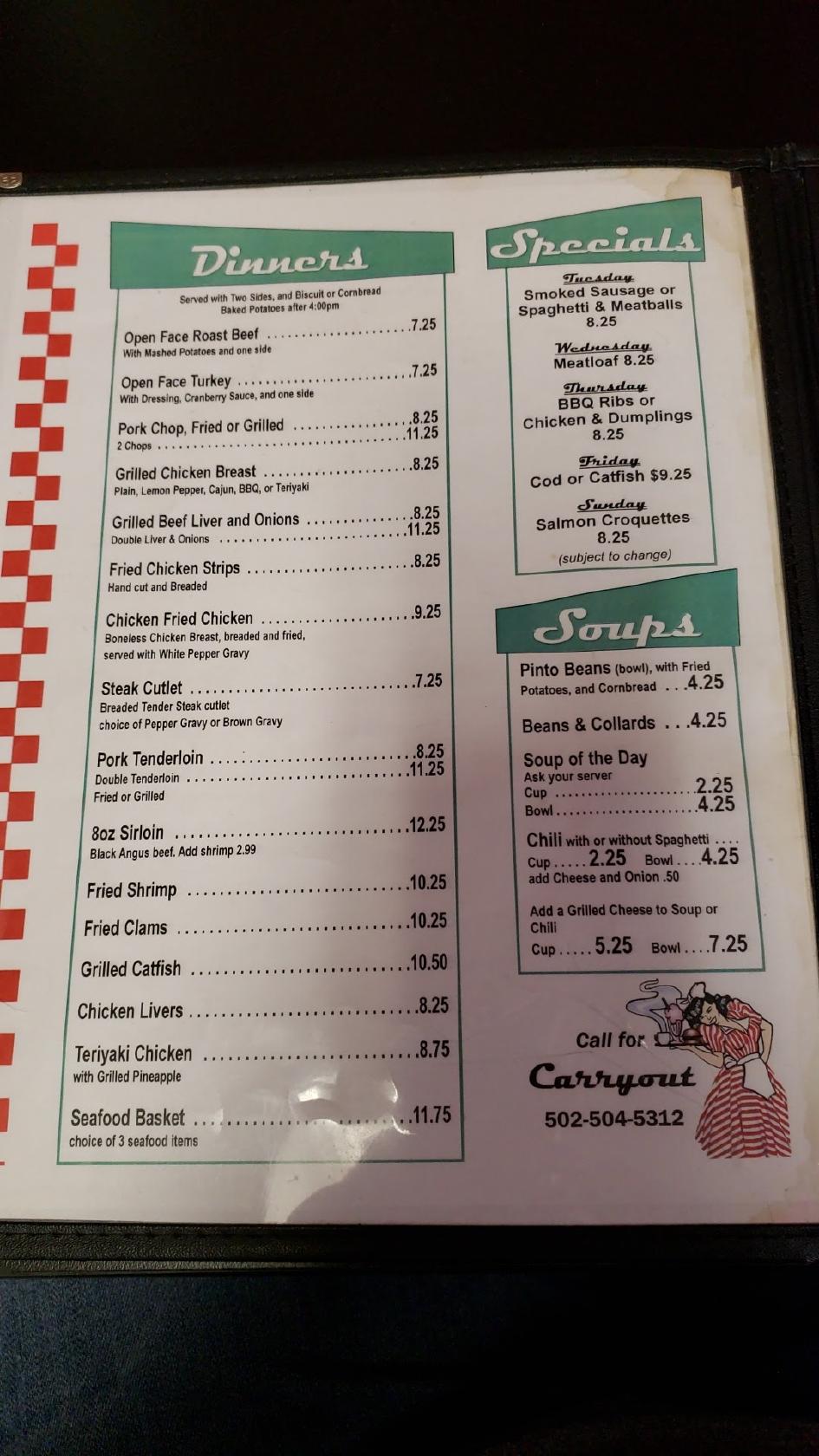 Menu at Hillview Family Diner restaurant, Louisville
