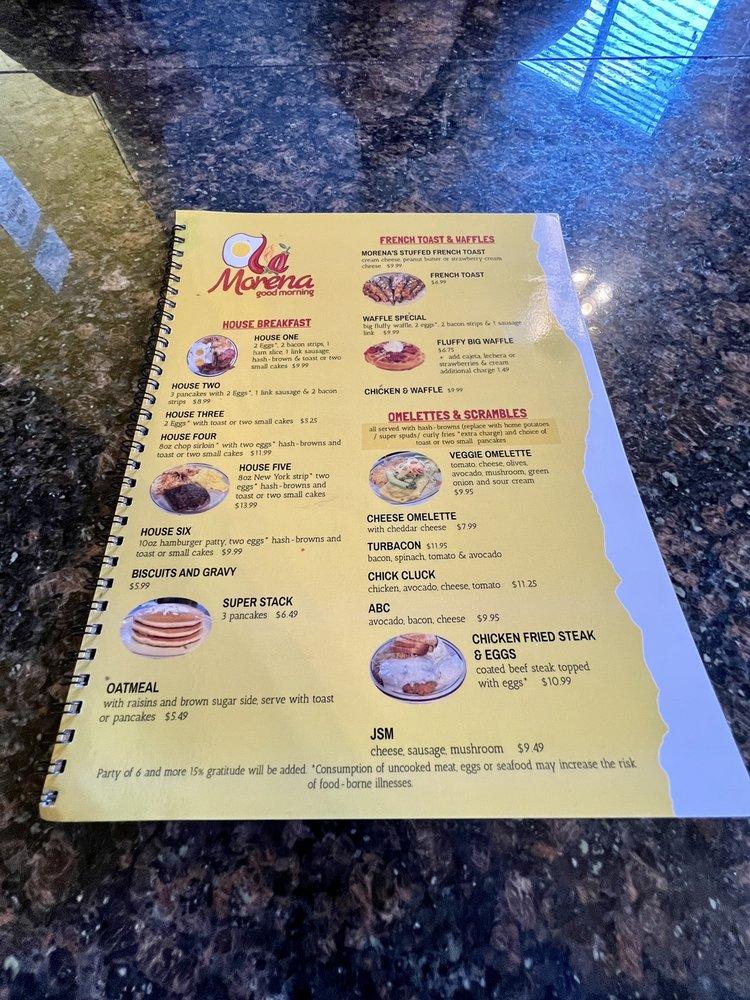 Menu at La Morena Good Morning restaurant, Sioux City