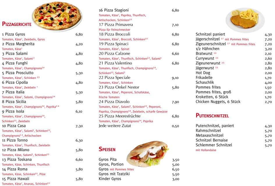 Speisekarte von Zum Onkel Nestor restaurant, Wermelskirchen