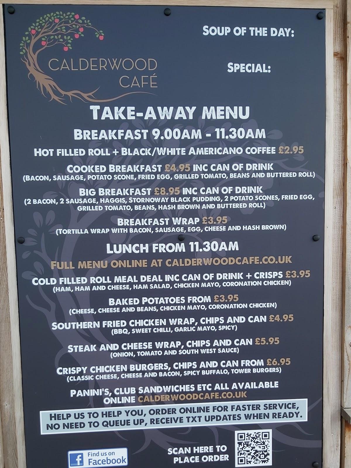 Menu at Calderwood Cafe, Livingston