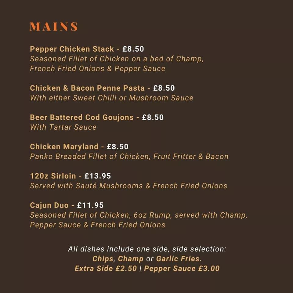 Menu at Derg Arms pub & bar, Castlederg