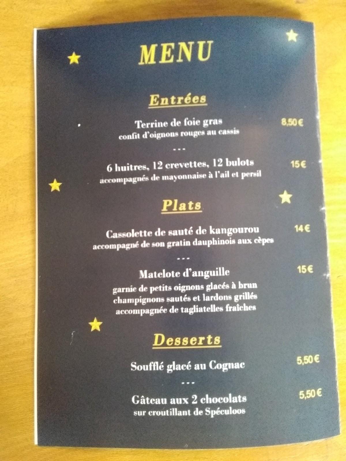 Menu au Le Guez't restaurant, Balzac