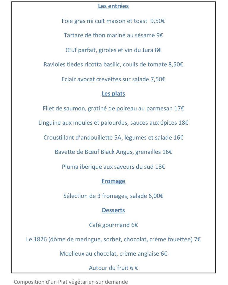 Menu au Le Moulin 1826 - Restaurant et Chambres d'hôtes, Houdan