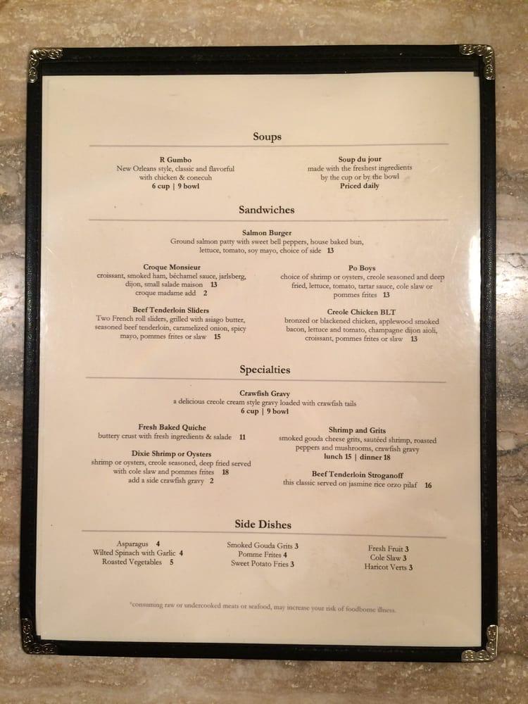 Menu at R Bistro restaurant, Fairhope
