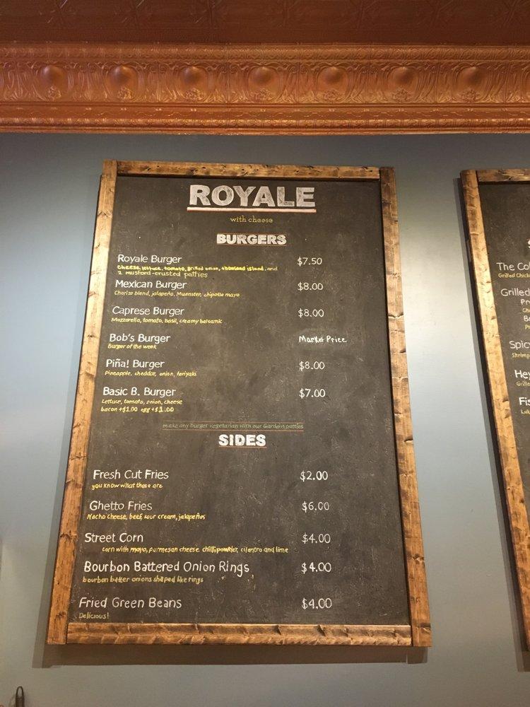 Menu at Royale With Cheese restaurant, Michigan City