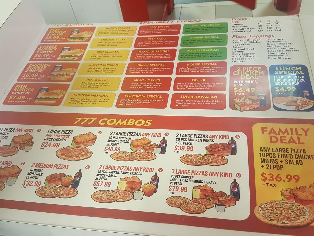 Carta del restaurante 777 Pizza & Fritou Fried Chicken, Surrey
