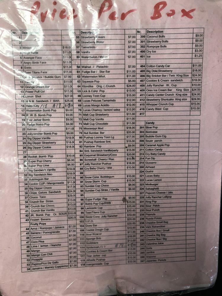 Menu at Deelite Distribution, Fullerton