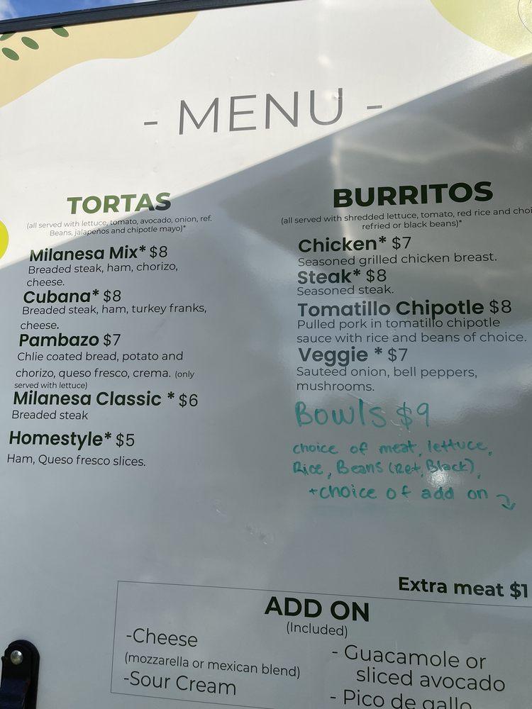 Carta del restaurante La Tortuga Veloz, Austin