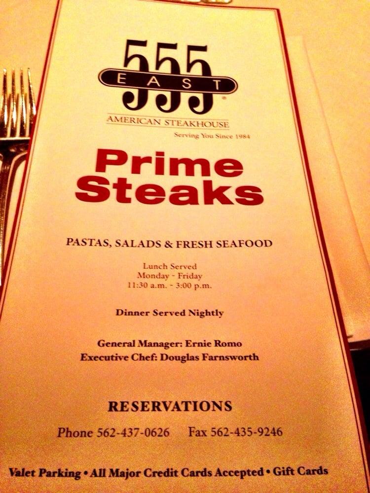 Menu at 555 East American Steakhouse, Long Beach