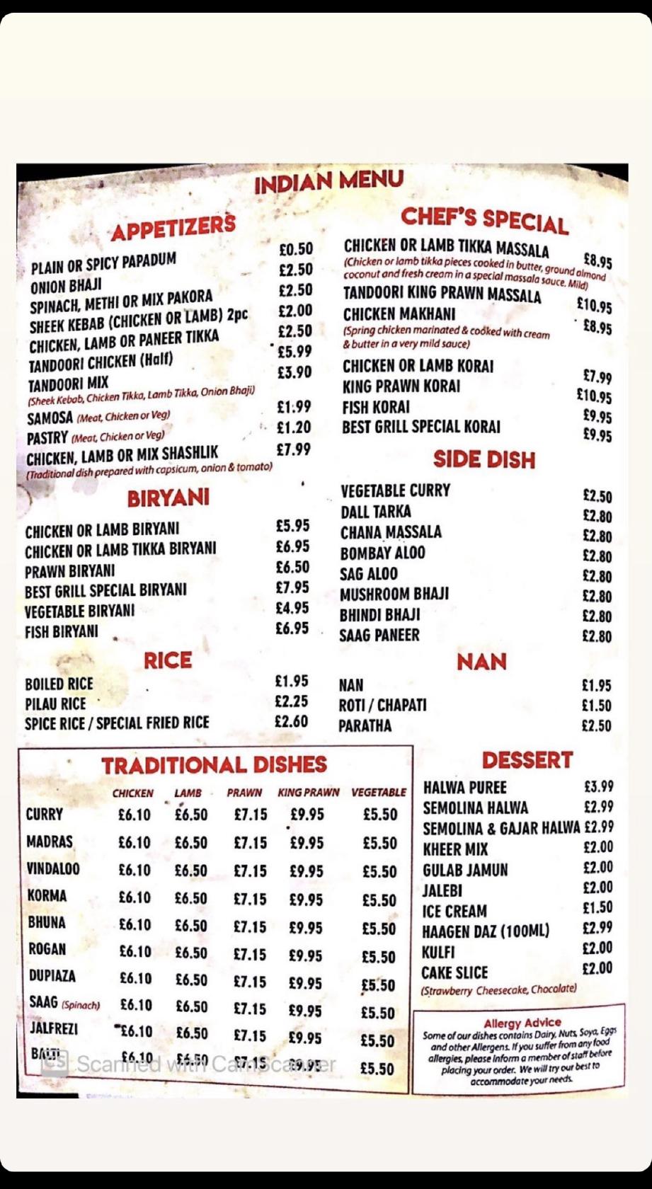 Menu at Best Halal Grill restaurant, London