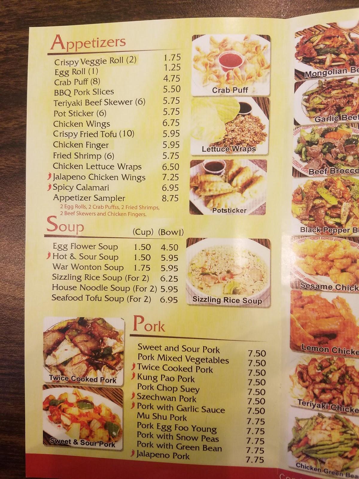Menu at Blossom Asian Cuisine restaurant, Tolleson