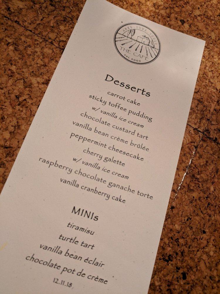 Menu at The Cafe, Ames