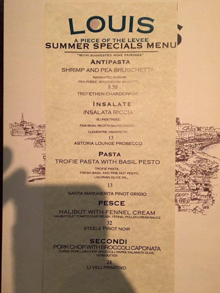 Menu at Louis Ristorante & Bar, Saint Paul