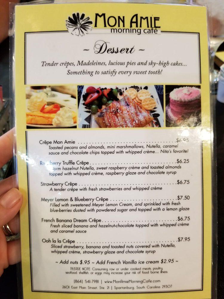 Menu at Mon Amie Morning Cafe, Spartanburg