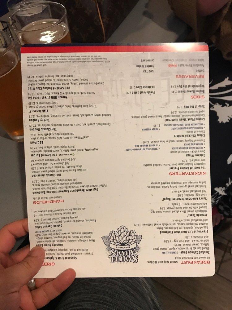 Menu at Sam Adams Atlanta Brew House pub & bar, Atlanta, Hartsfield ...