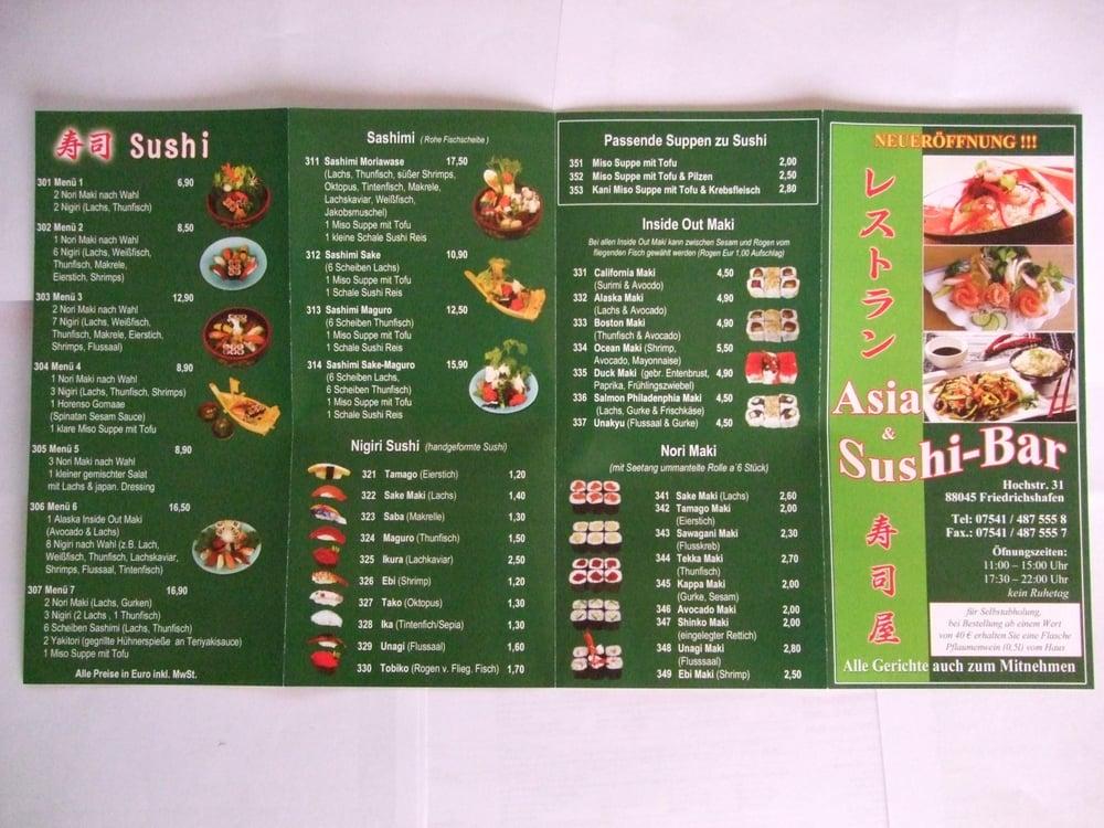 Menu at Asia und Sushi-Bar, Friedrichshafen