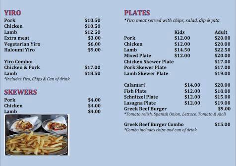 Menu at Ela Yiro restaurant, Franklin