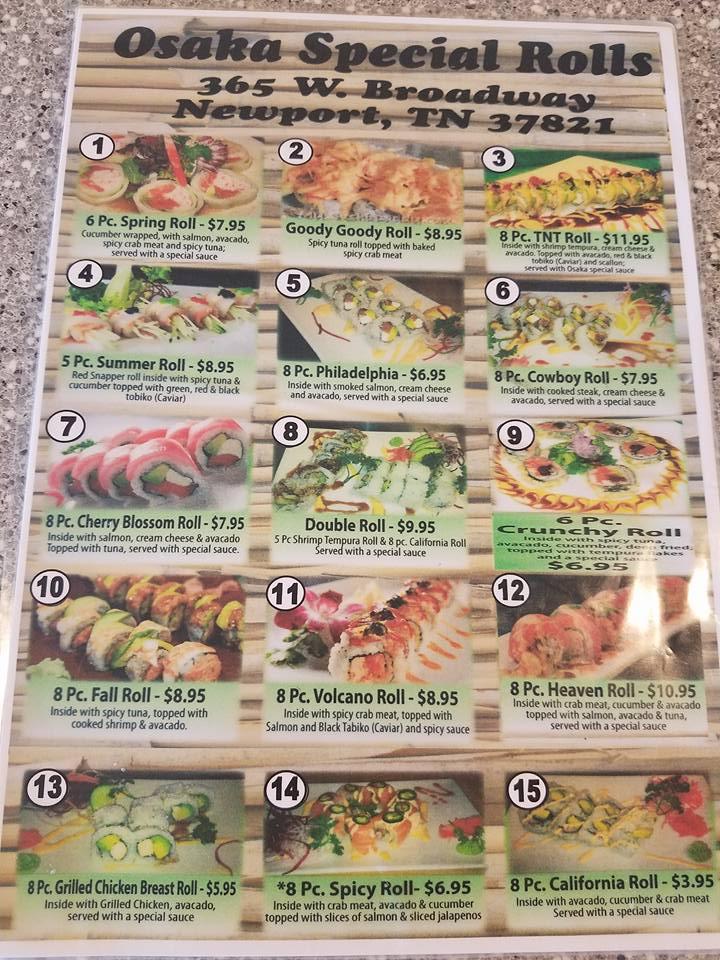 Menu at Osaka Japanese Steak & Lobster house steakhouse, Newport, 365 W ...