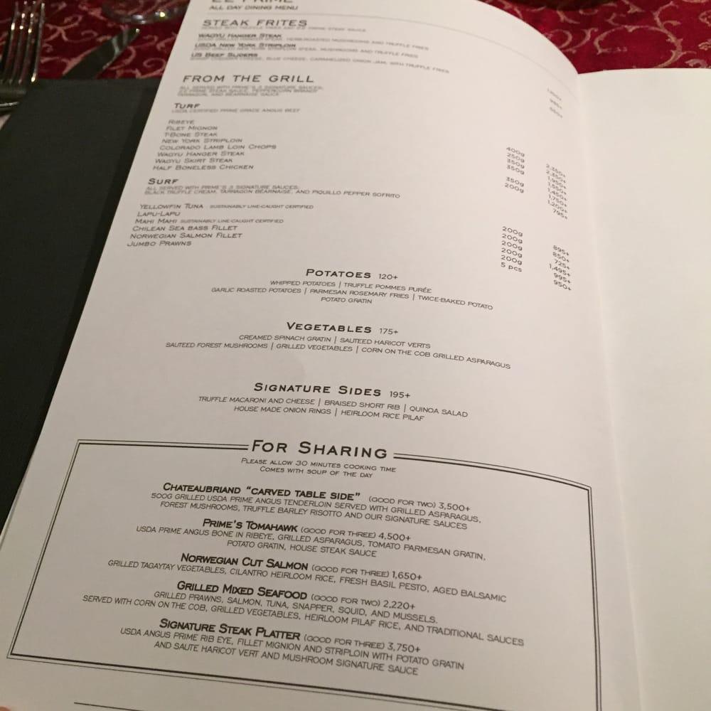 Menu at 22 Prime steakhouse, Pasig, 22nd Level Discovery Suites