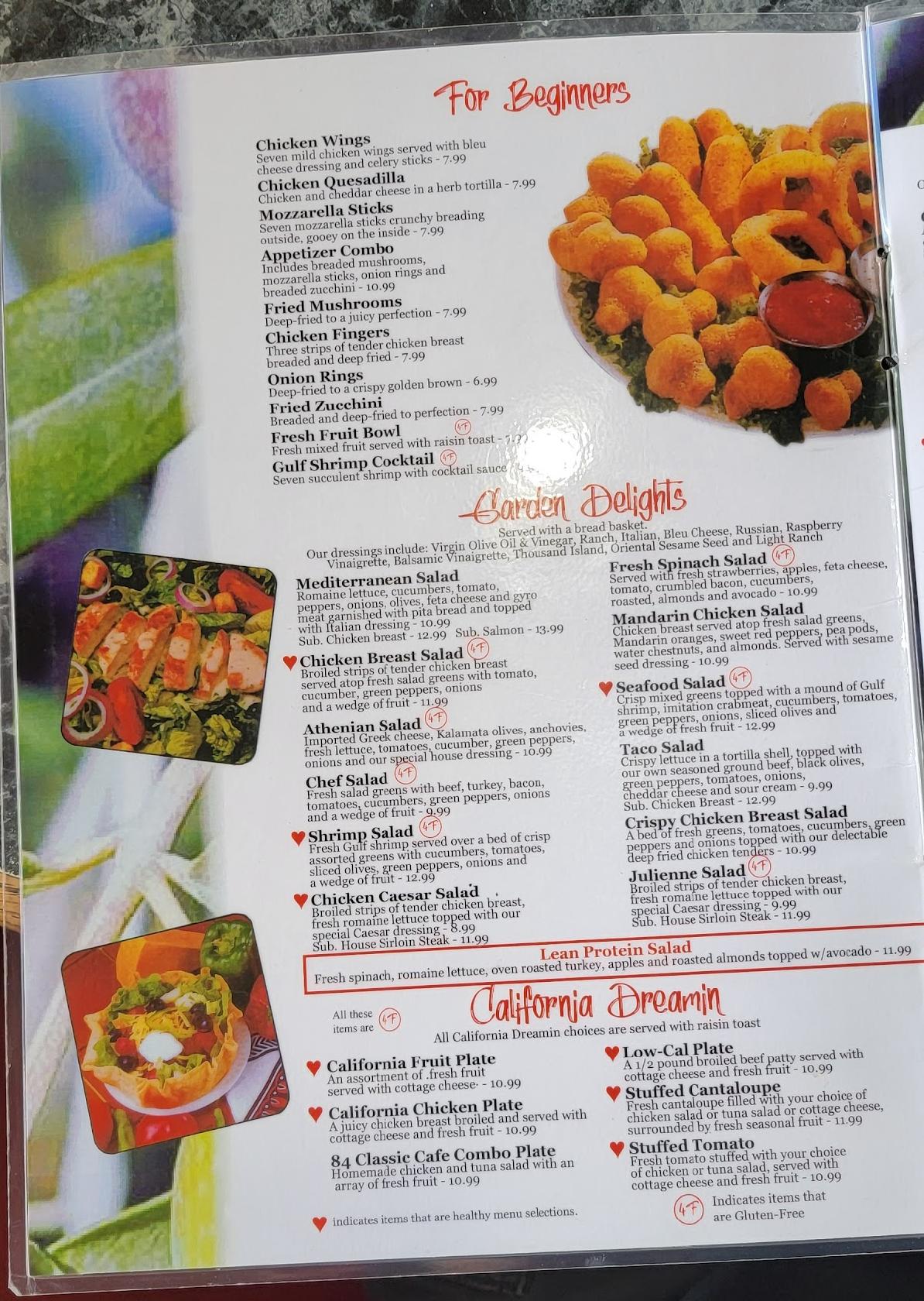 Menu at 84th Classic Cafe, West Allis