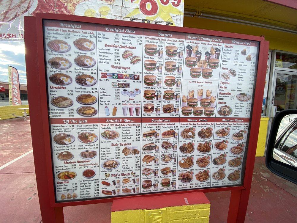 Menu at Ortega's Charburgers restaurant, Bakersfield