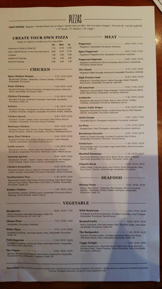 Menu at Moose's Tooth Pub & Pizzeria, Anchorage