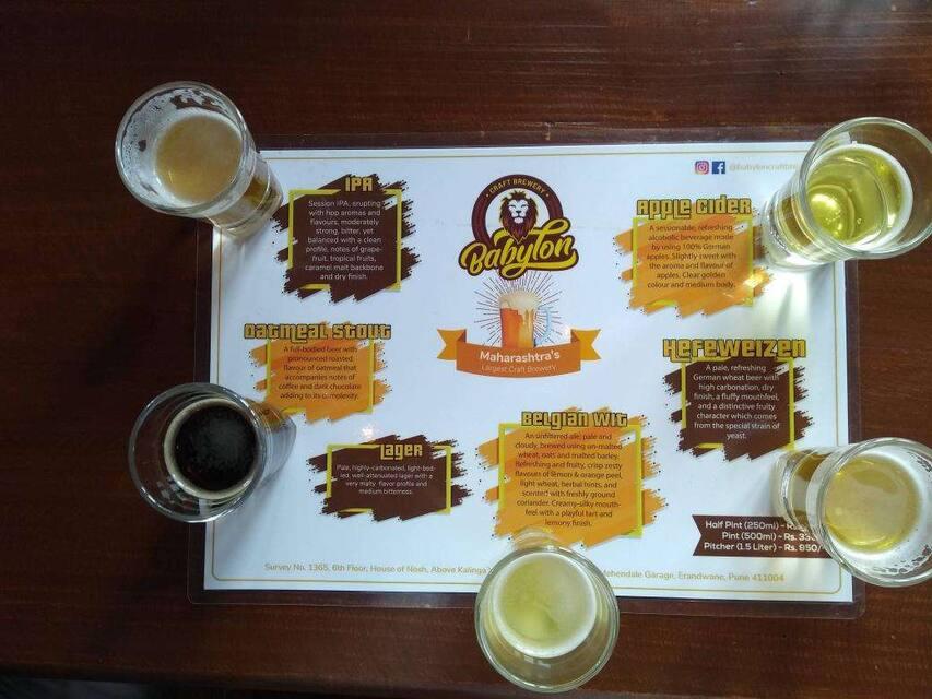 Menu at Babylon Craft Brewery, Pune, CTS 1365