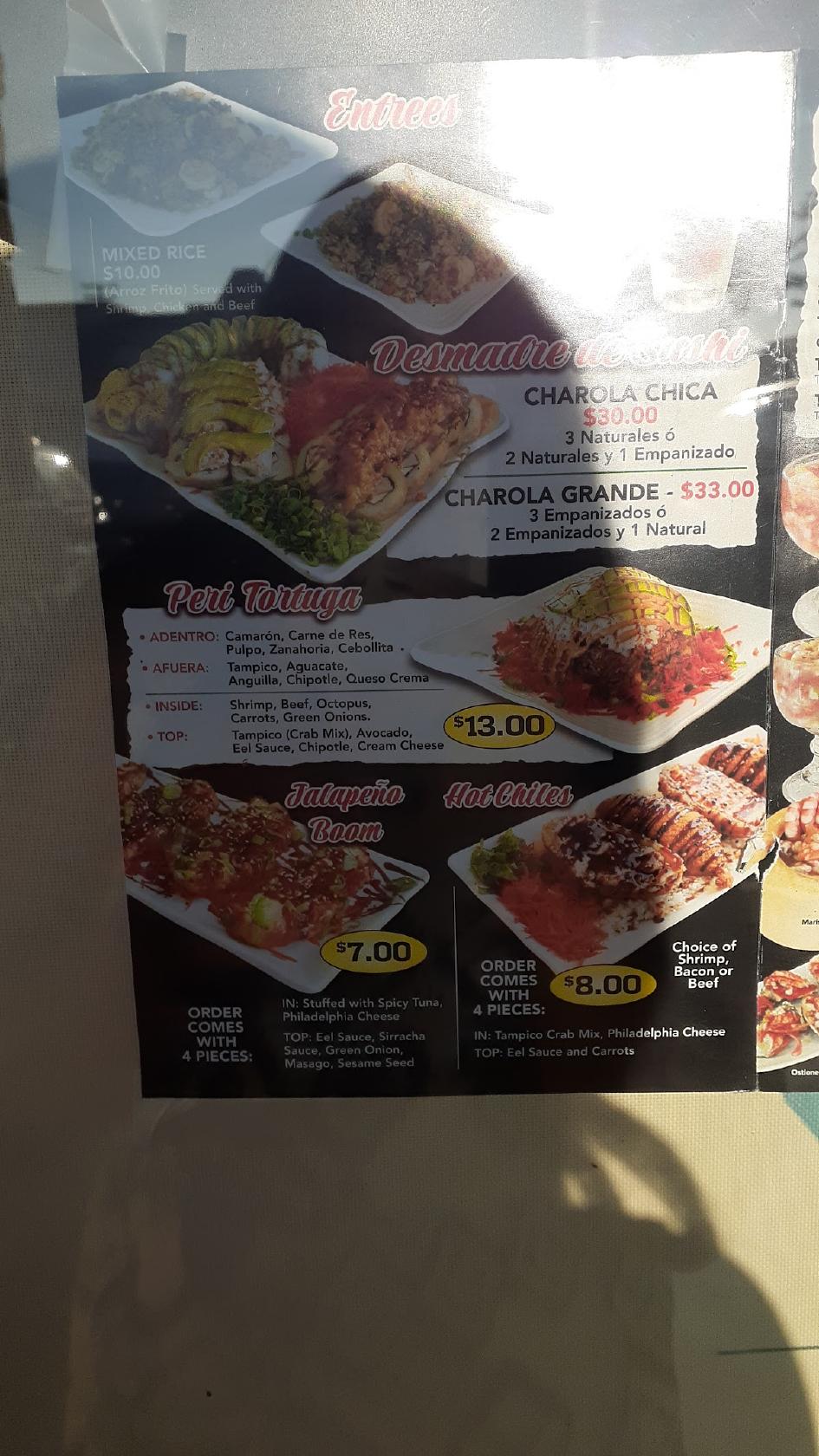Menu at El Peri Sushi restaurant, Paramount