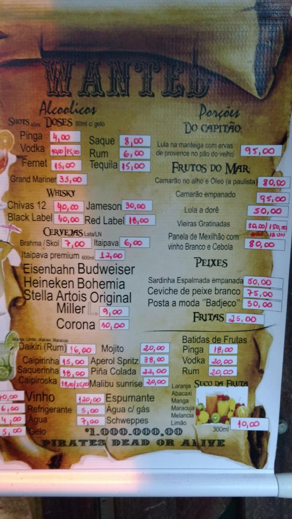 Menu em Taberna do Capitão pub & Bar, Angra dos Reis