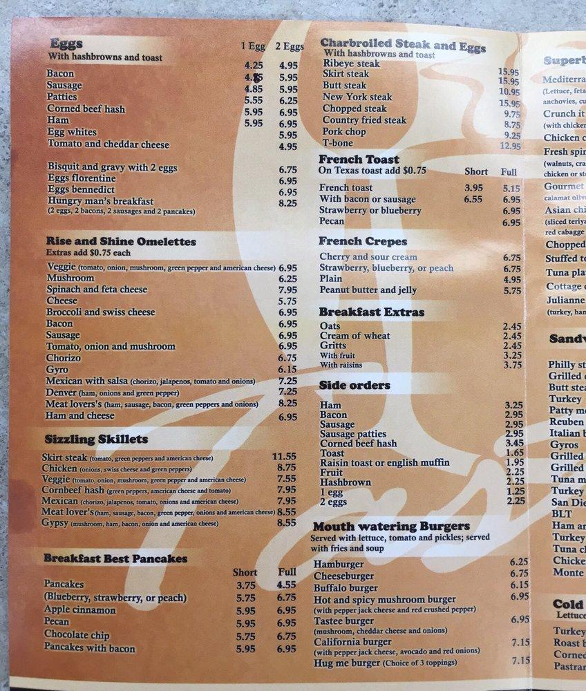 Menu at Tastee Corner Cafe, Berwyn