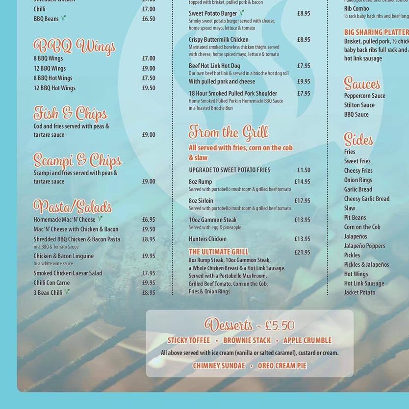 Menu at The Three Chimneys restaurant, Weymouth